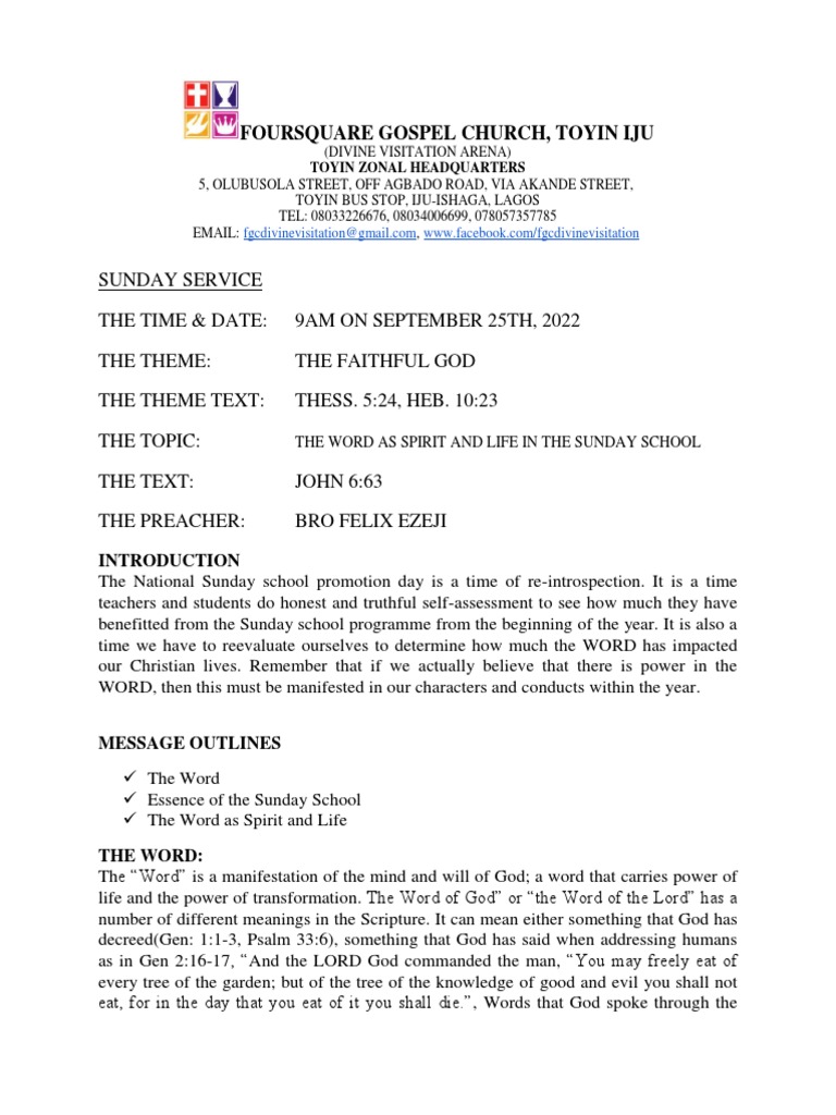 2022 Sunday School Promotion Day | PDF | Jesus | Holy Spirit