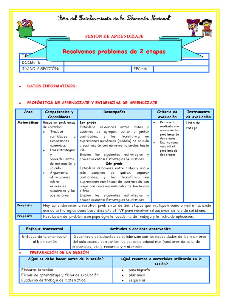 Resolución de Problemas de Dos Etapas | PDF | Evaluación | Aprendizaje