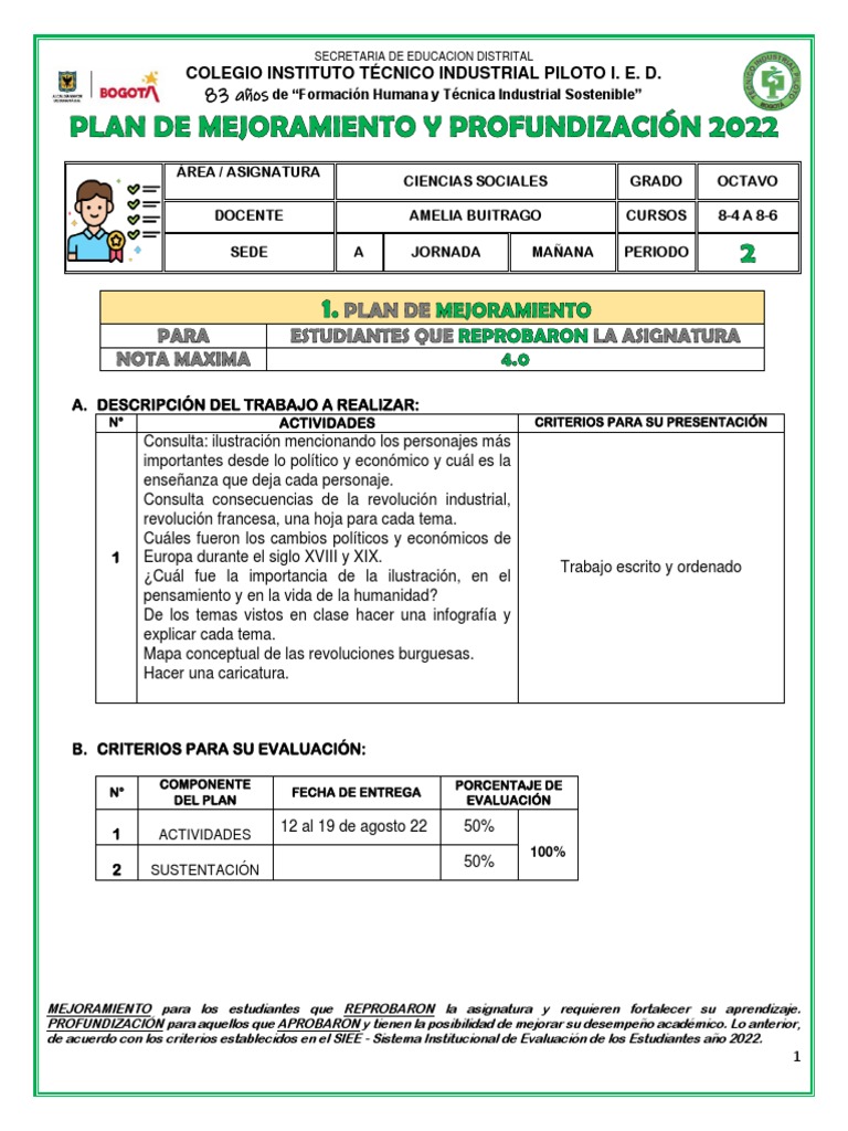 Plan-Mp-2p-Sociales-804a806-Amelia Buitrago-Jm-2022 | PDF | Evaluación