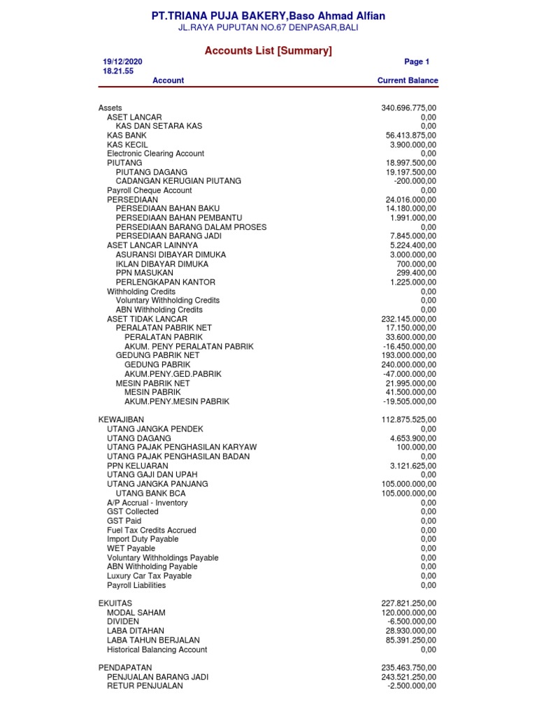 Accounts List Summary | PDF
