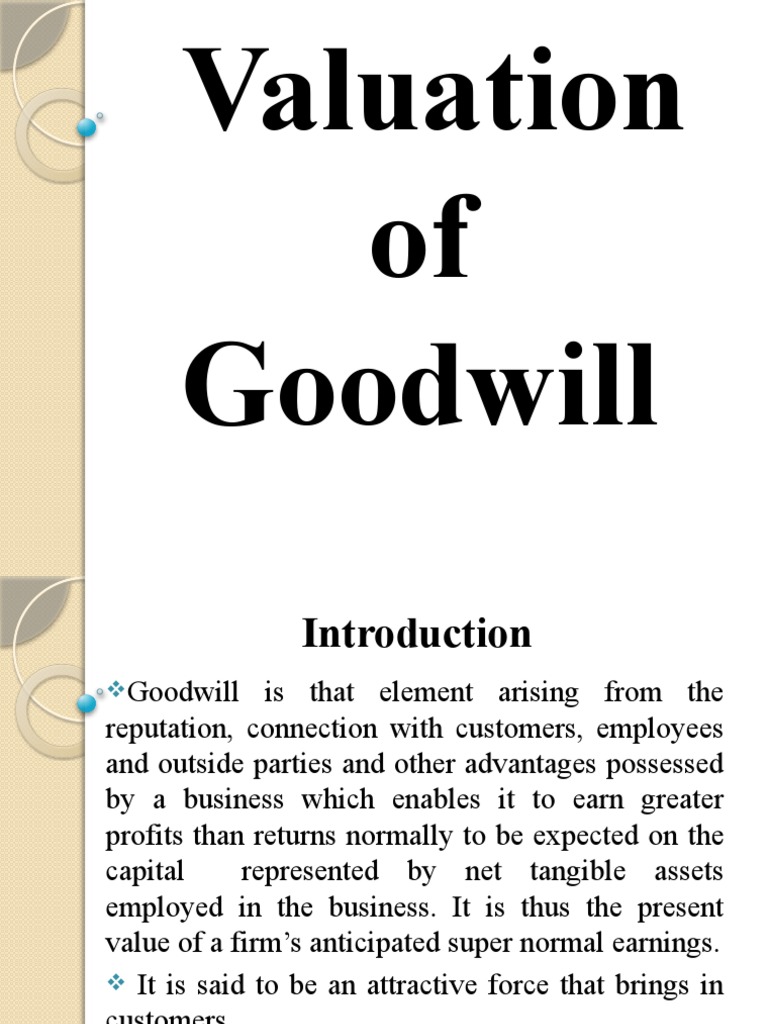 Valuation On Goodwill | PDF | Goodwill (Accounting) | Valuation (Finance)