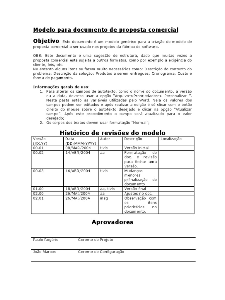 Modelo Proposta Comercial | PDF | Software Gratuito | Programas