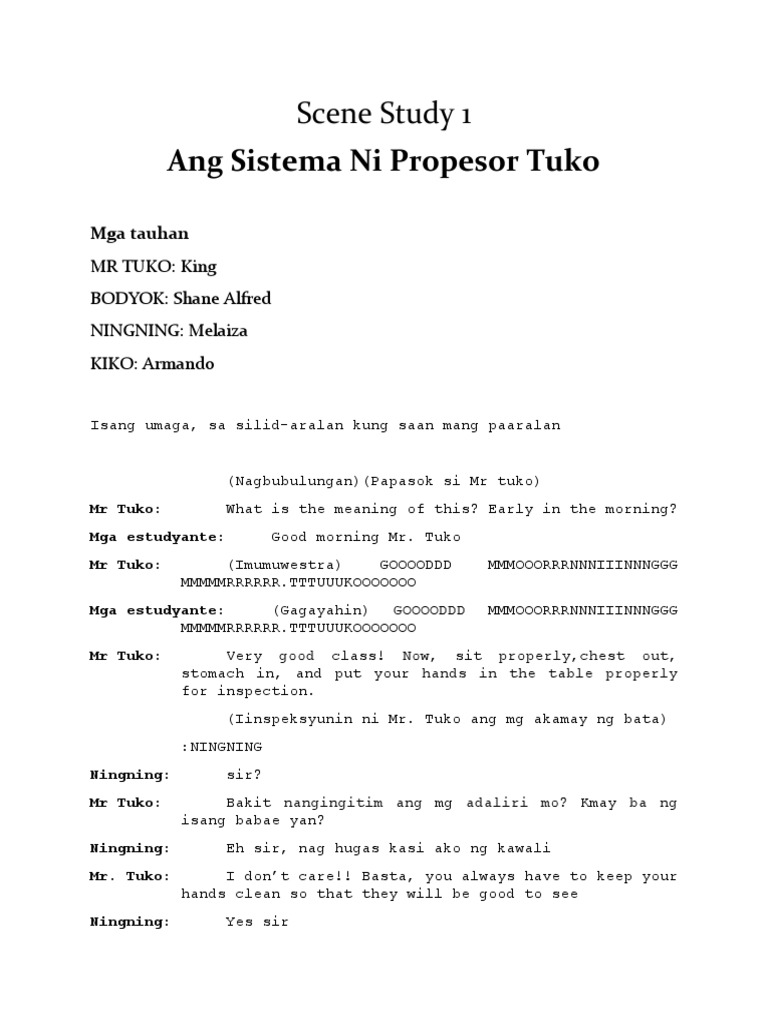Ang Sistema Ni Propesor Tuko - Final Script | PDF