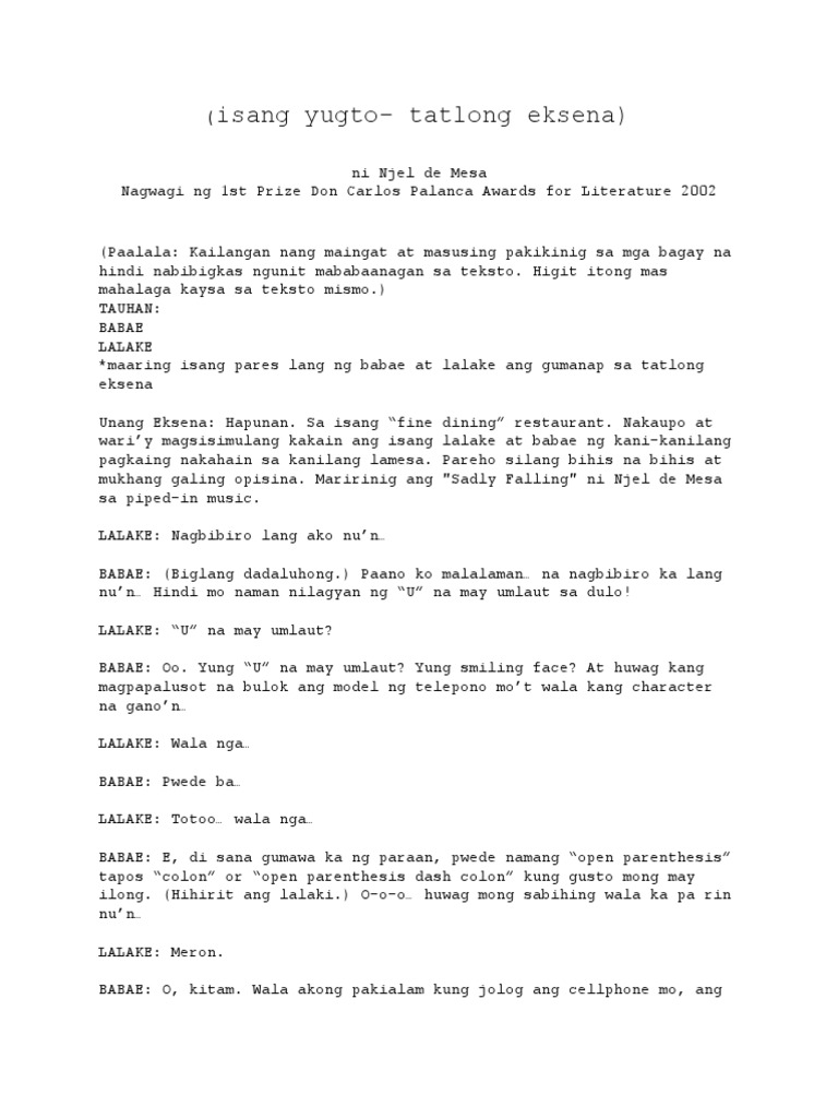 Isang Yugto - Tatlong Eksena | PDF