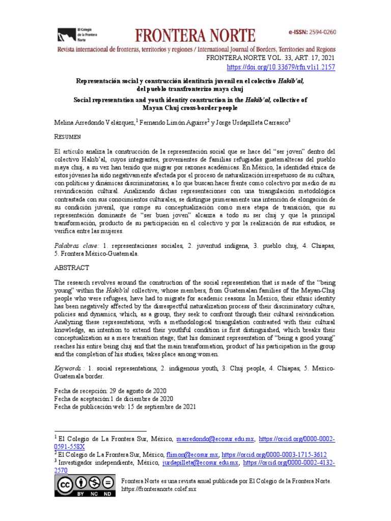 Representación Social y Construcción Identitaria Juvenil en El Colectivo Hakib'al, Del Pueblo ...