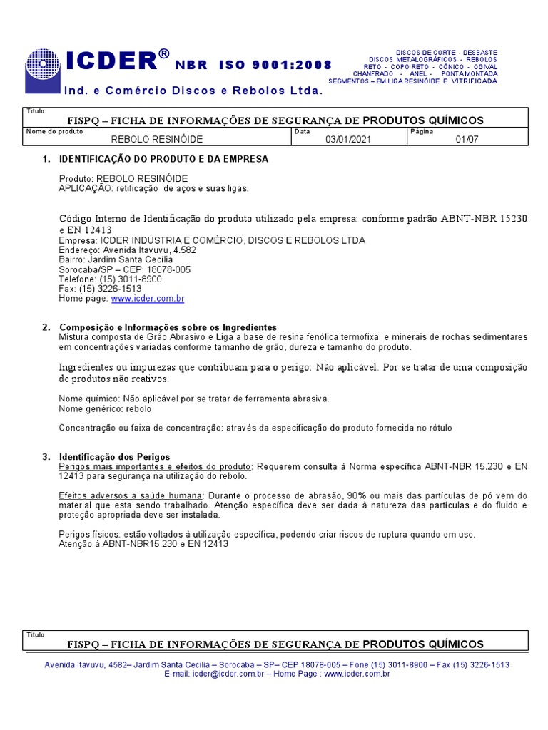 Fispq Modelo Resinoide | PDF | Reciclagem | Solubilidade