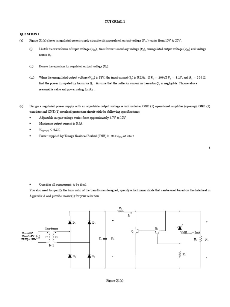 Chapter 1 Tutorial - Regulated Power Supplies | PDF | Rectifier | Power (Physics)