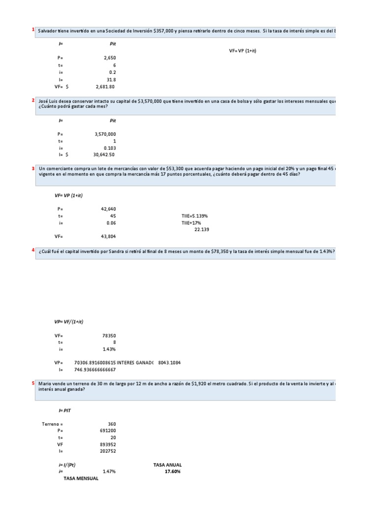 Clase 1 Valor Del Dinero en El Tiempo Ejercicios | PDF | Economias | Distribución de ingresos ...