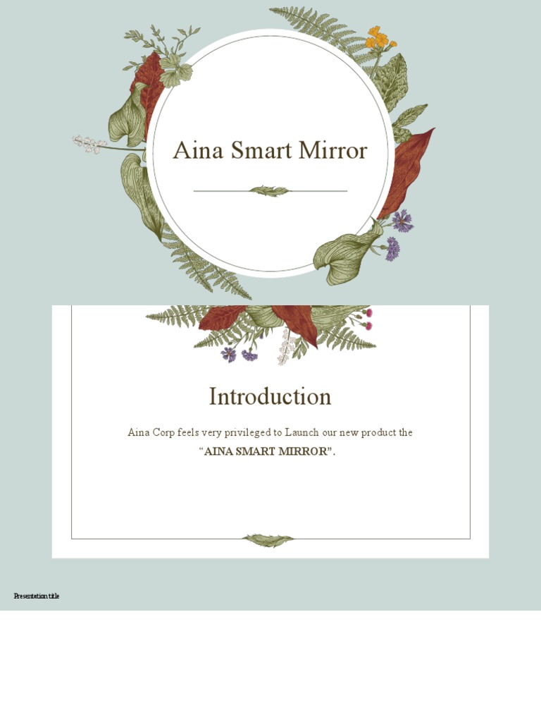 Aina Smart Mirror | PDF | Camera | Touchscreen