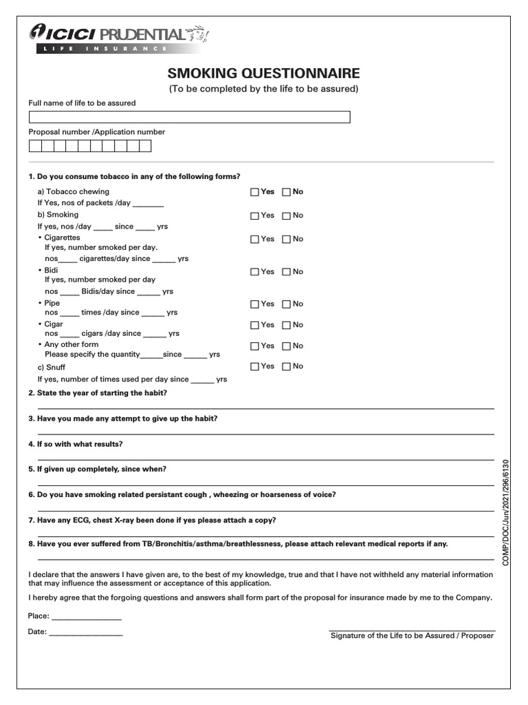 Smoking Tabacco Questionnaire | PDF | Tobacco Smoking | Addiction