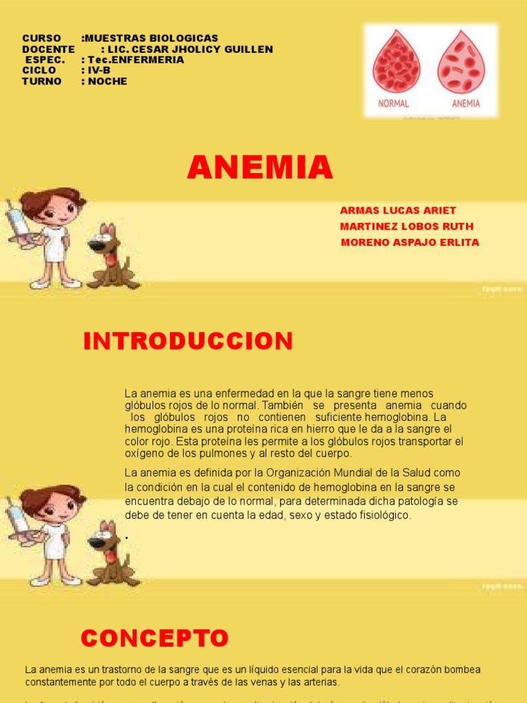 Anemia Diapositiva | PDF | Anemia | Glóbulo rojo
