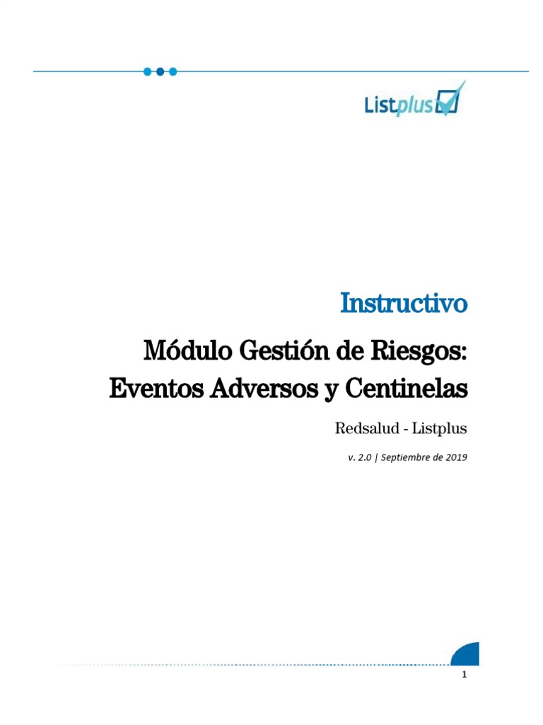 Instructivo Modulo de Gestion de Riesgos Listplus-RedSalud V28717404 | PDF | Información ...