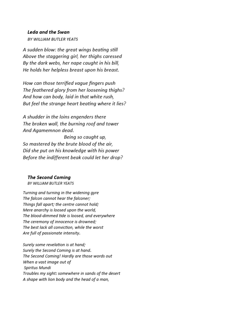 Leda and The Swan: by William Butler Yeats | PDF