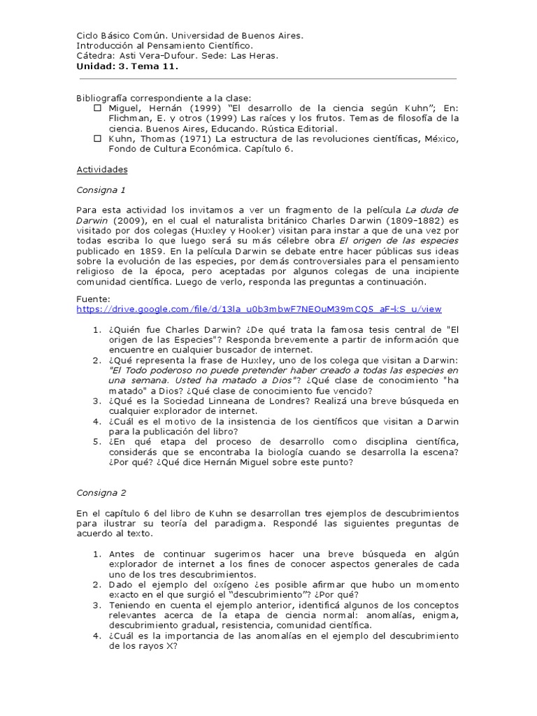 U3 - Tema 11 MIGUEL - KUHNactividad | PDF | Charles Darwin | Interacciones de disciplina académica