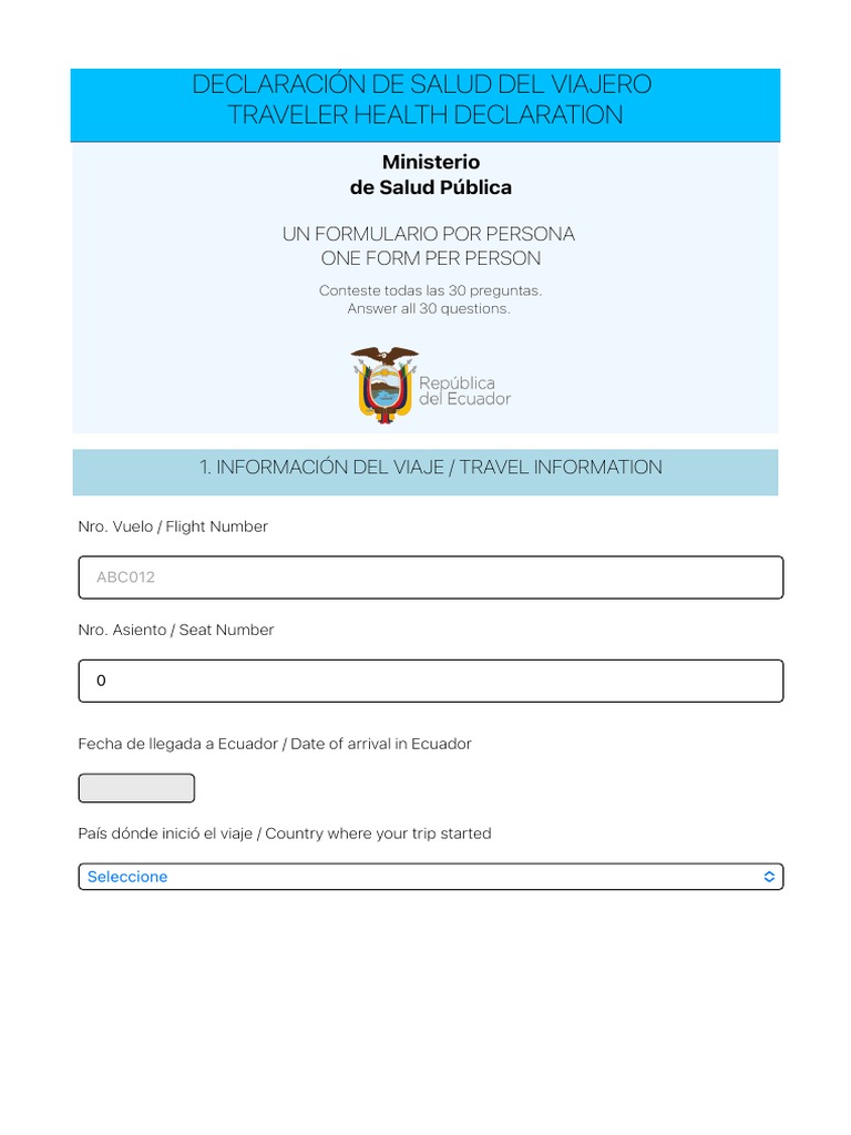 Formulario Del Viajero | PDF