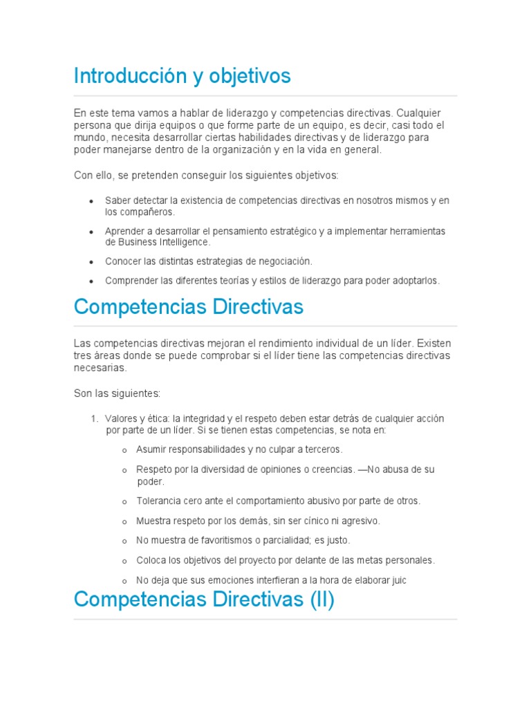 Competencias Directivas en Liderazgo | PDF | Liderazgo | Negociación