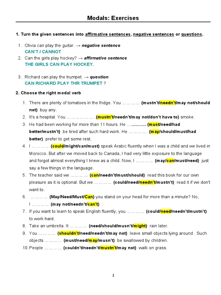 Homework 1 Modals CORRECTION | PDF | Linguistics | Cognitive Science
