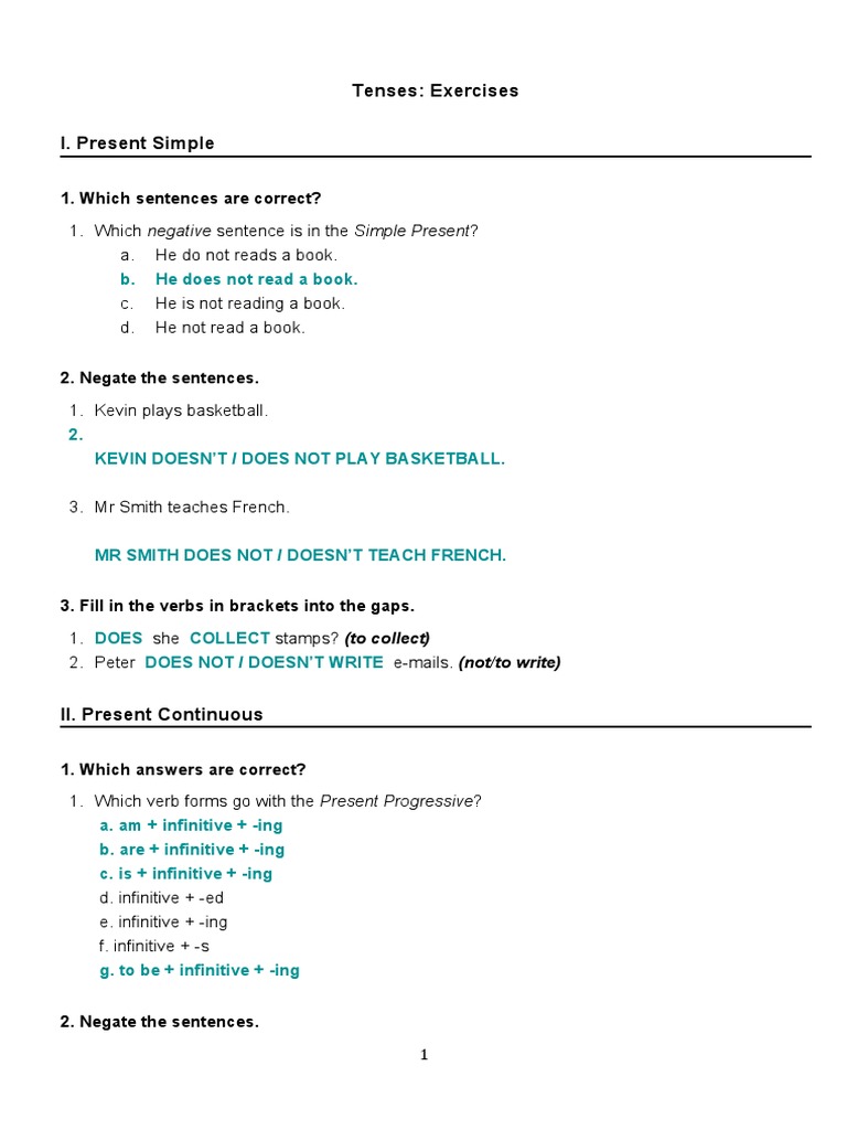 Homework 1 Tenses CORRECTION | PDF | Perfect (Grammar) | Grammar