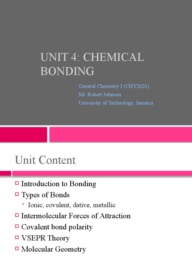 Unit 4 Chemical Bonding 2021 | PDF | Chemical Bond | Ionic Bonding
