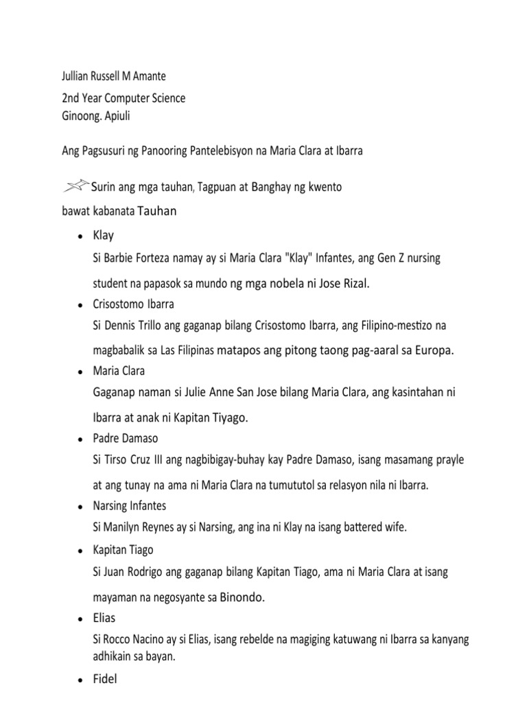 Maria Clara at Ibarra Panitikang Filipino Eltagonde Bsed Filipino | PDF