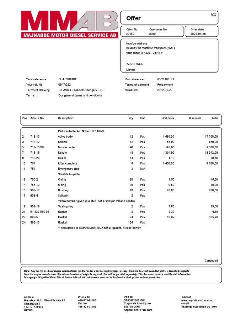 Quotation-20350 IO-21101 | PDF | Manufactured Goods | Mechanical Engineering