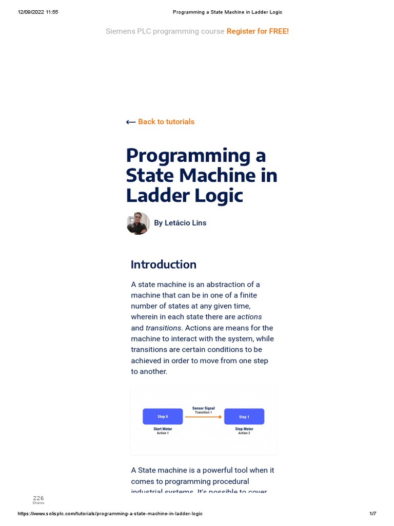 Programming A State Machine in Ladder Logic | PDF | Programmable Logic Controller | Computer ...