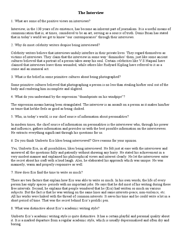 Interview Notes | PDF