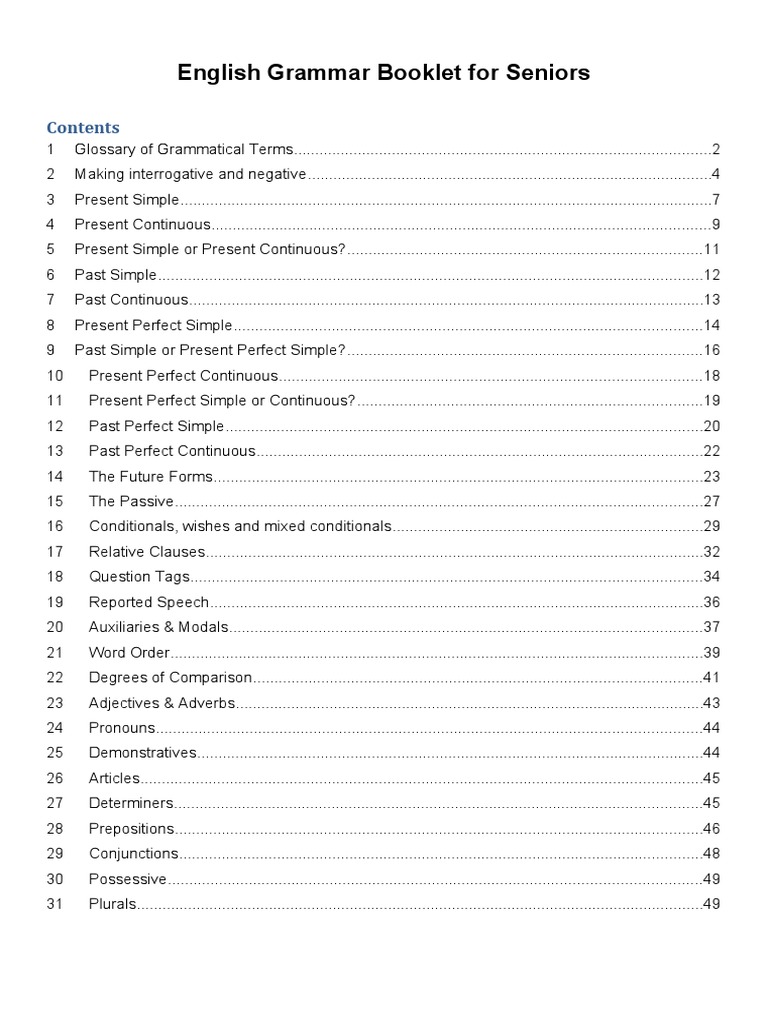 English Grammar Guide for Seniors | PDF | English Language | Semantic Units