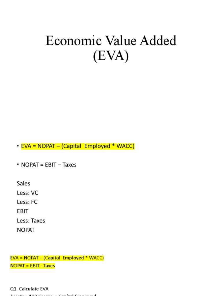 Module-5 Valuation Concepts (EVA, MVA) | PDF | Return On Investment ...