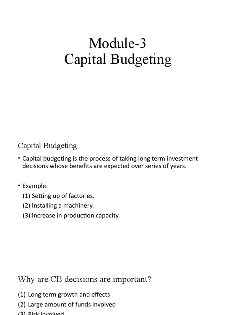 Module-3 (A) Capital Budgeting | PDF | Finance & Money Management