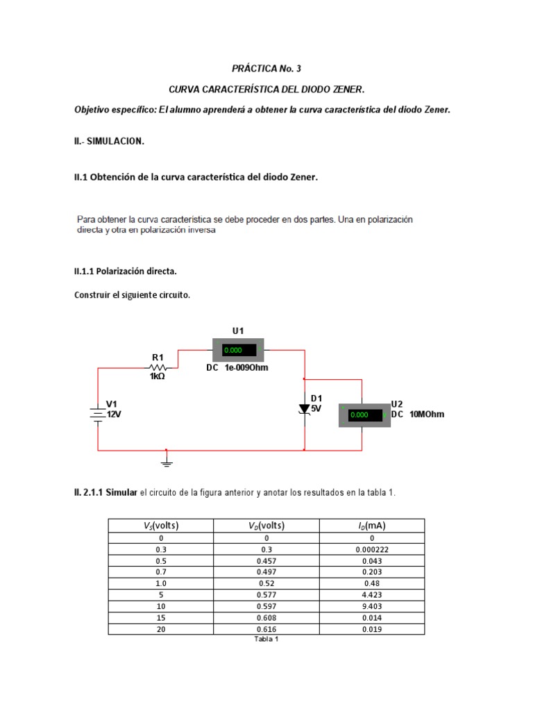 Curva característica del diodo Zener y su aplicación como regulador de voltaje | PDF | Diodo ...