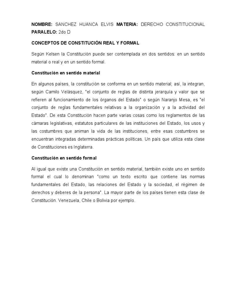 Concepto de Constitución Real y Formal | PDF | Política | Ciencias sociales