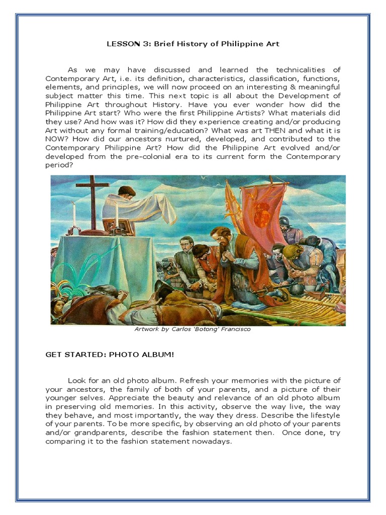 Lesson 3 Brief History of Philippine Art | PDF | The Arts