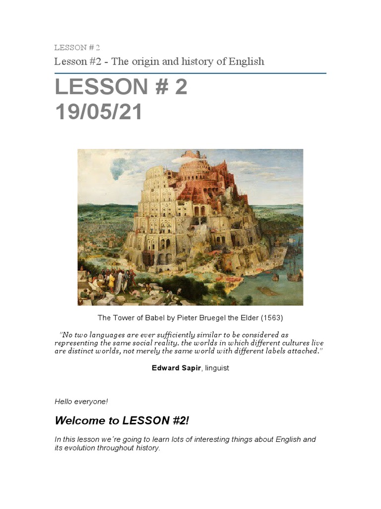 Lesson #2 - The Origin and History of English | PDF | English Language ...