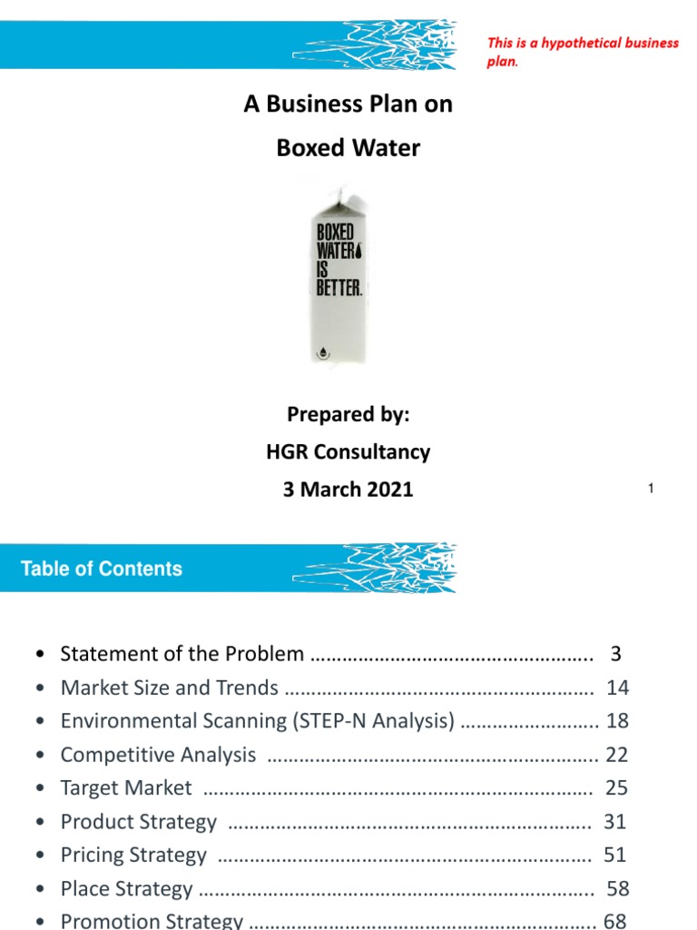 Boxed Water Business Plan Overview | PDF | Bottled Water | Reuse