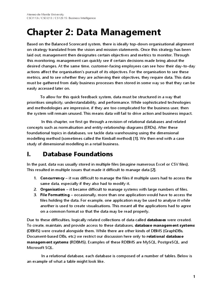 Chapter 2 Data Management | Download Free PDF | Data Warehouse | Databases