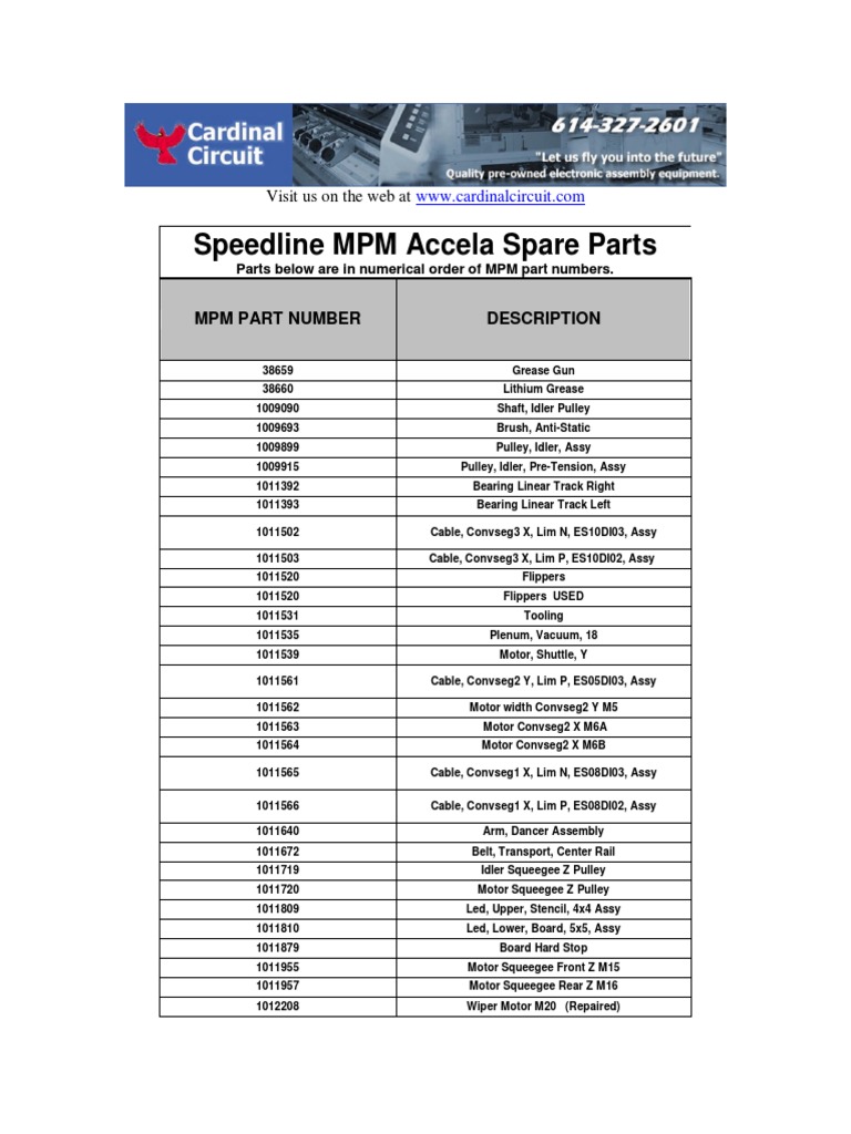 Speedline MPM Accela Spare Parts | PDF | Amplifier | Power Supply