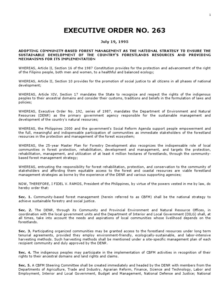 Eo 263 - CBFM | PDF | Forestry | Non Governmental Organization