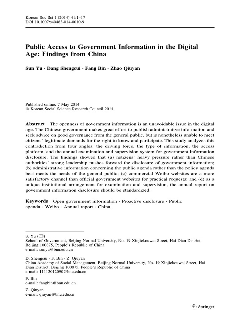 China Access To Information | PDF | Sina Weibo | We Chat