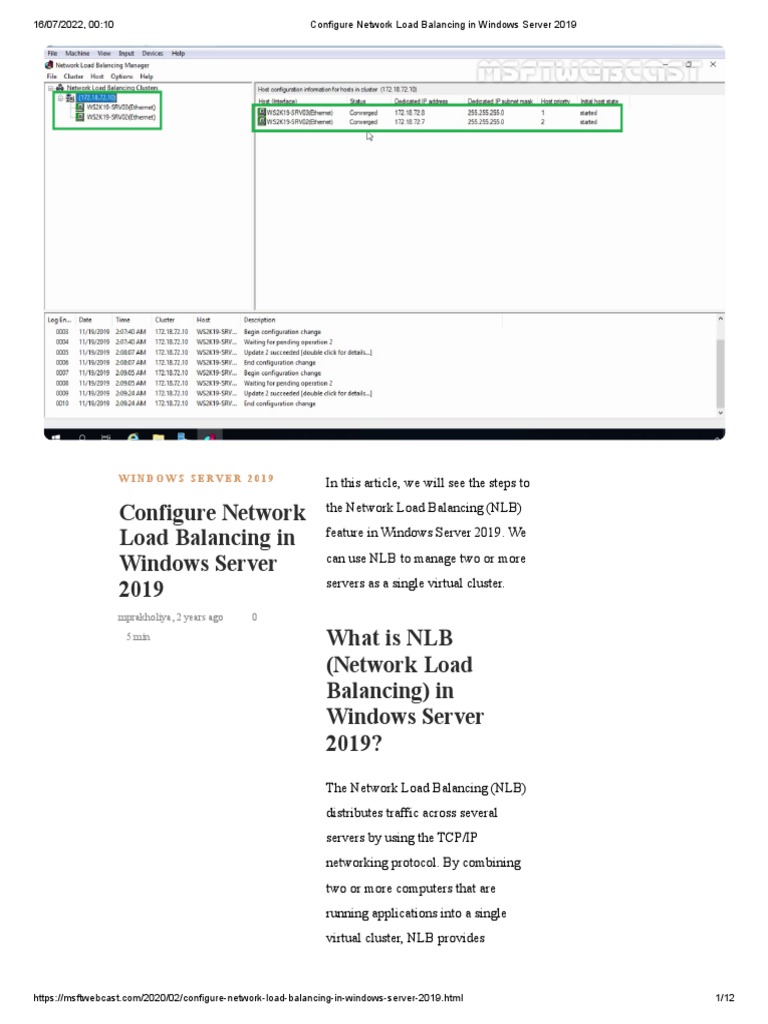 Configure Network Load Balancing in Windows Server 2019 | PDF | Load Balancing (Computing ...