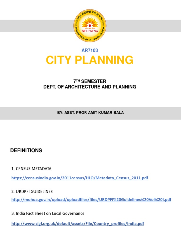 Lec 01 - Introduction To City Planning | PDF