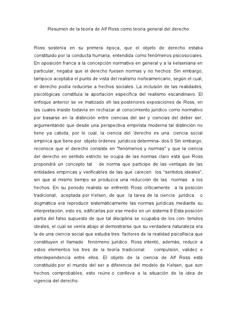 Resumen de La Teoría de Alf Ross Como Teoría General Del Derecho | PDF ...