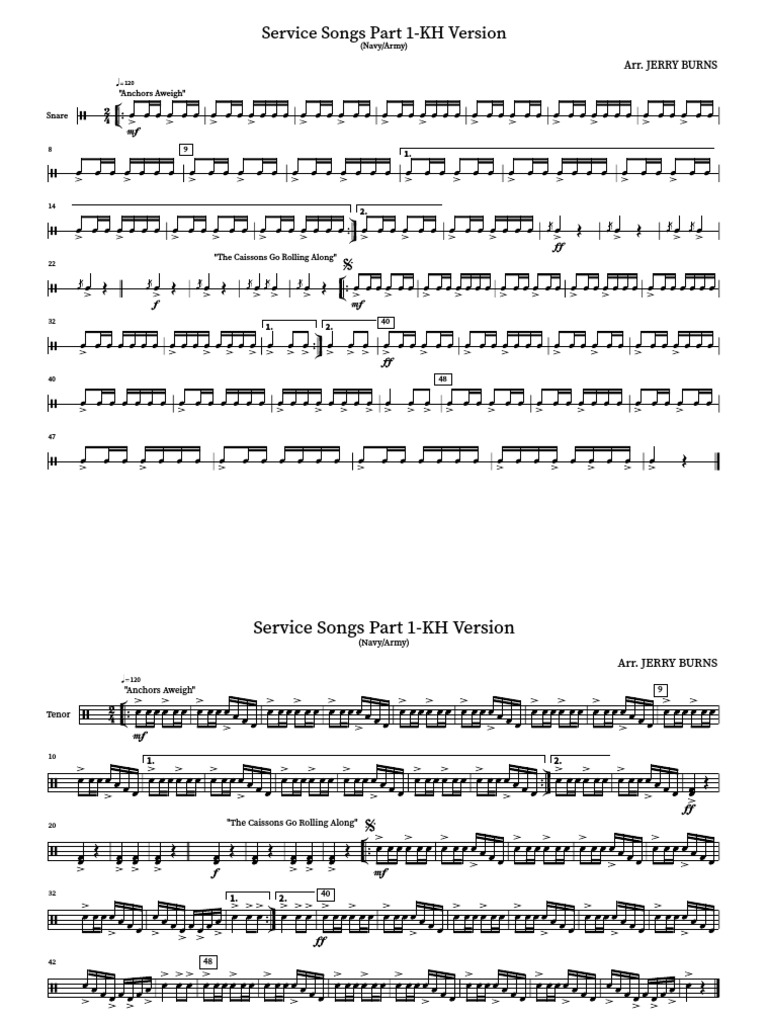 Navy/Army Service Songs Arranged by Burns | PDF