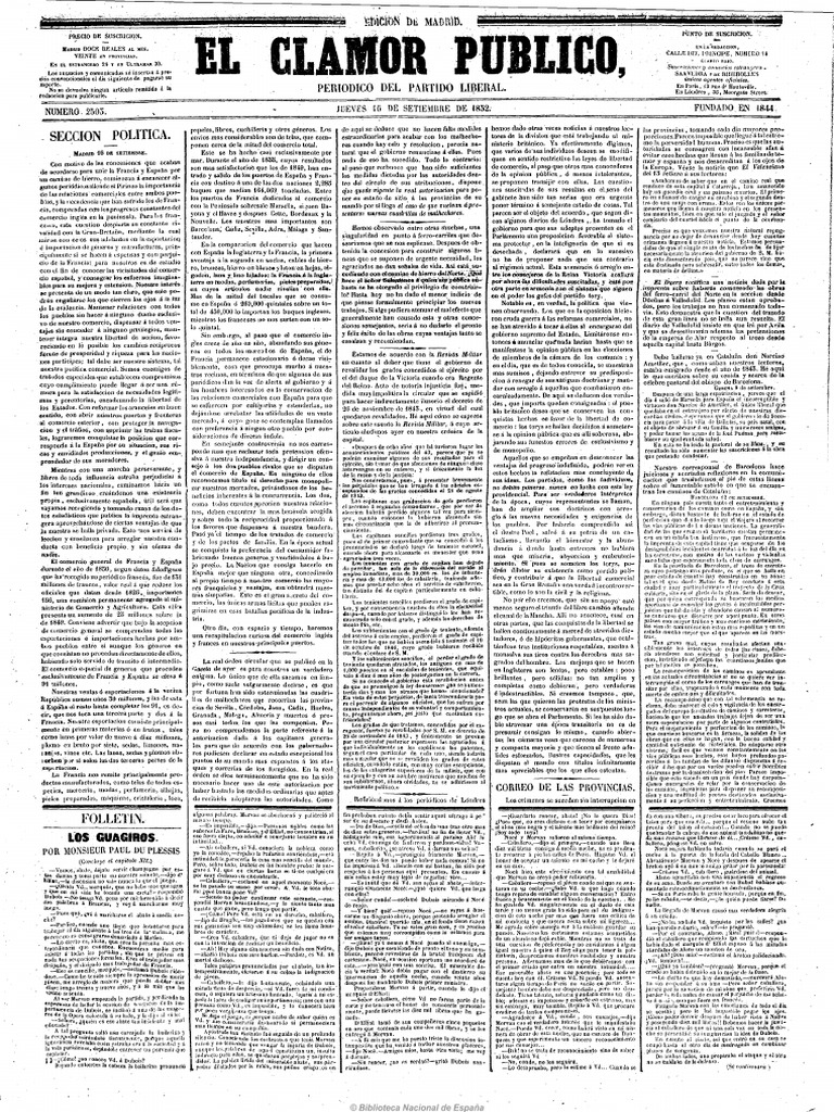 El Clamor Público. 16-9-1852 | PDF | España