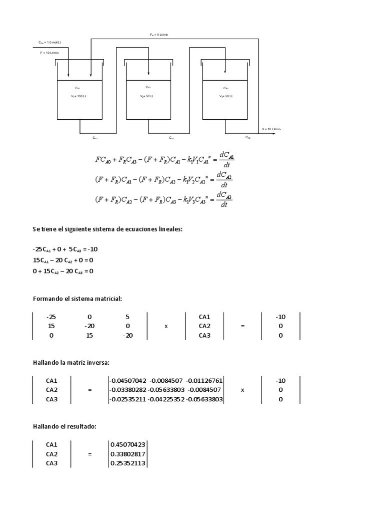 Reactores en Serie | PDF | Álgebra lineal | Matemáticas Aplicadas
