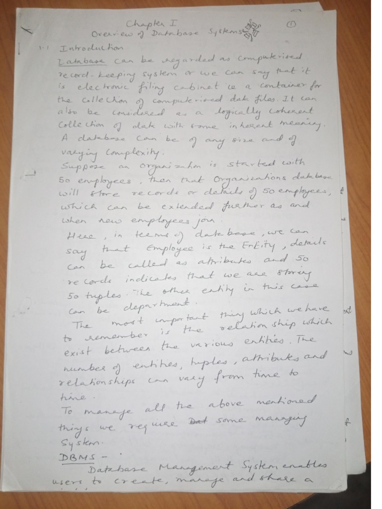 DBMS Hand Written Notes | PDF