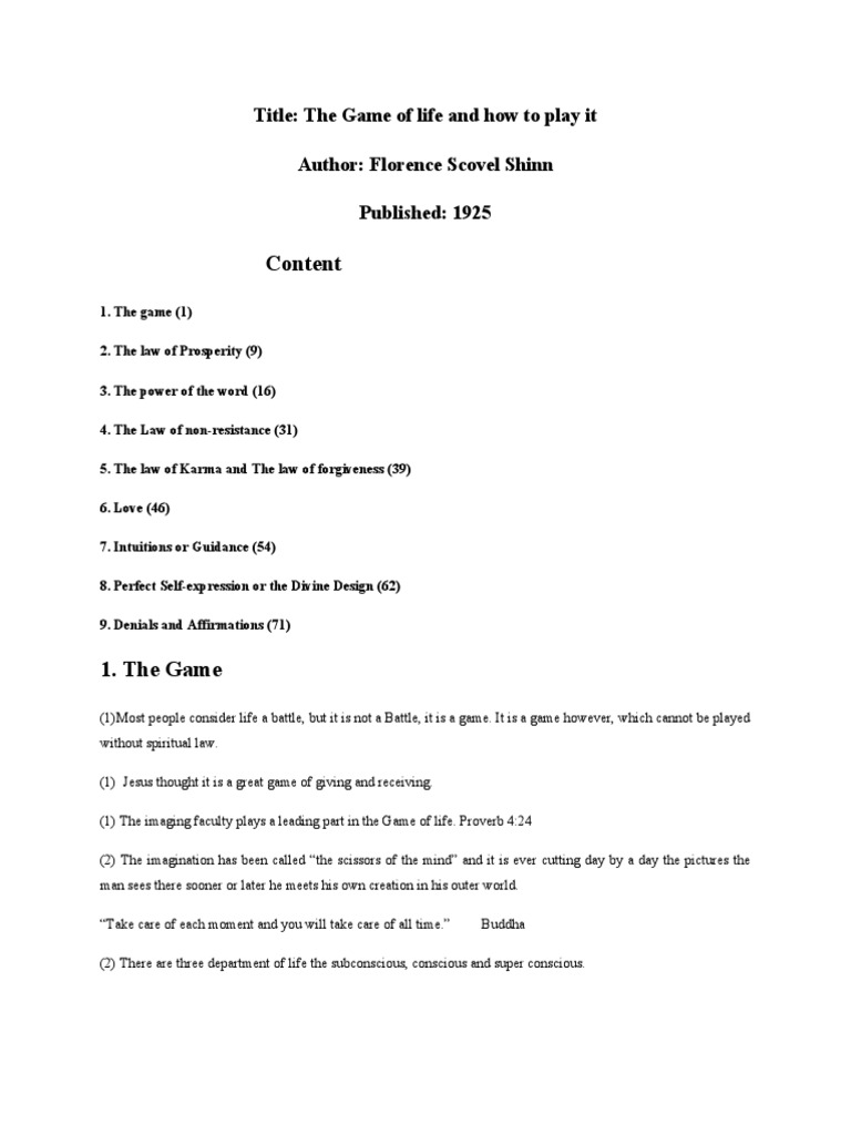 The Game of Life and How To Play It | PDF | Mind | Thought