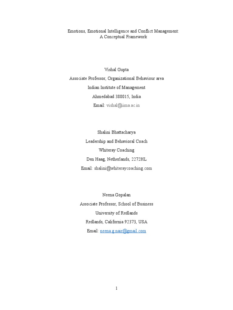 Managing Emotions in Conflict Resolution | PDF | Anger | Emotions