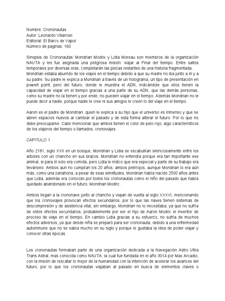 Resumen Crononautas | PDF | Viaje en el tiempo