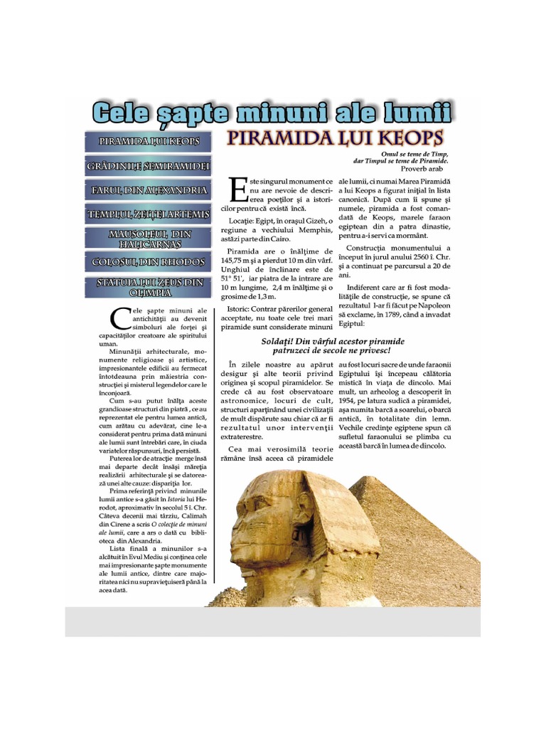 Cele 7 Minuni Ale Lumii | PDF